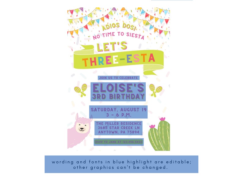 Three-esta Birthday Invitation | Fiesta Theme | Instant Download ...
