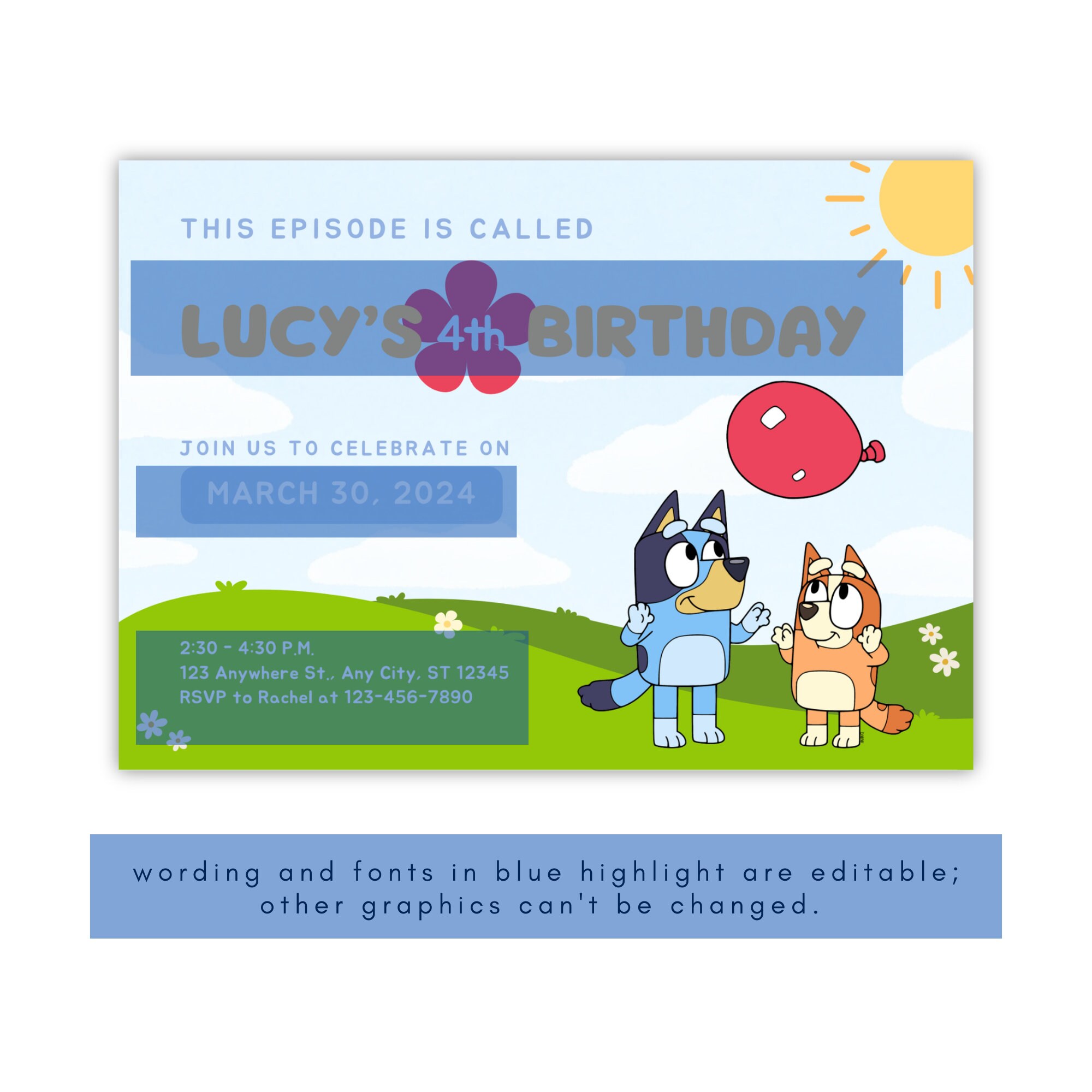 Bluey Birthday Invitation Instant Download Editable Printable Bluey ...