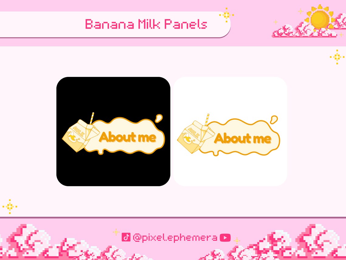 Banana Milk Twitch Panels - Premade Streaming Assets P2u - Kawaii ...