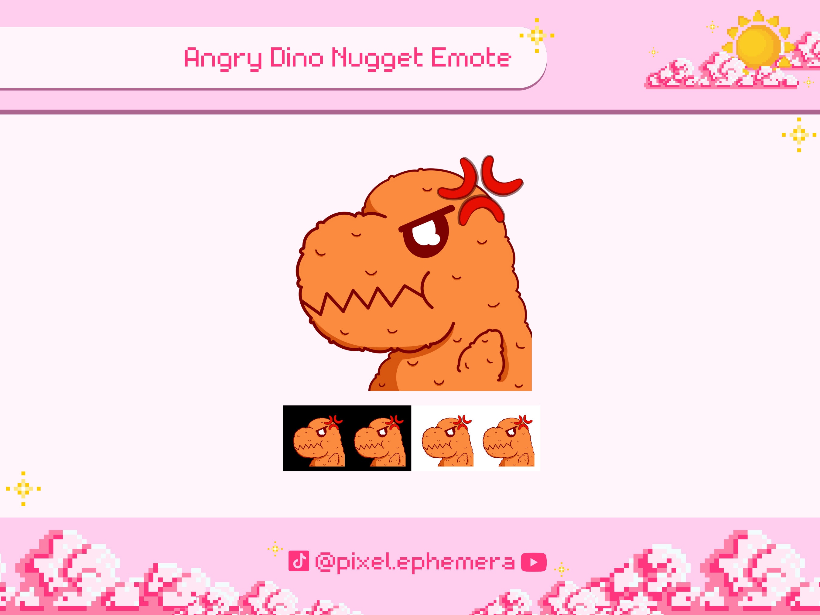 Angry Dino Nugget Emote for Twitch Discord Youtube Streaming - Cute ...