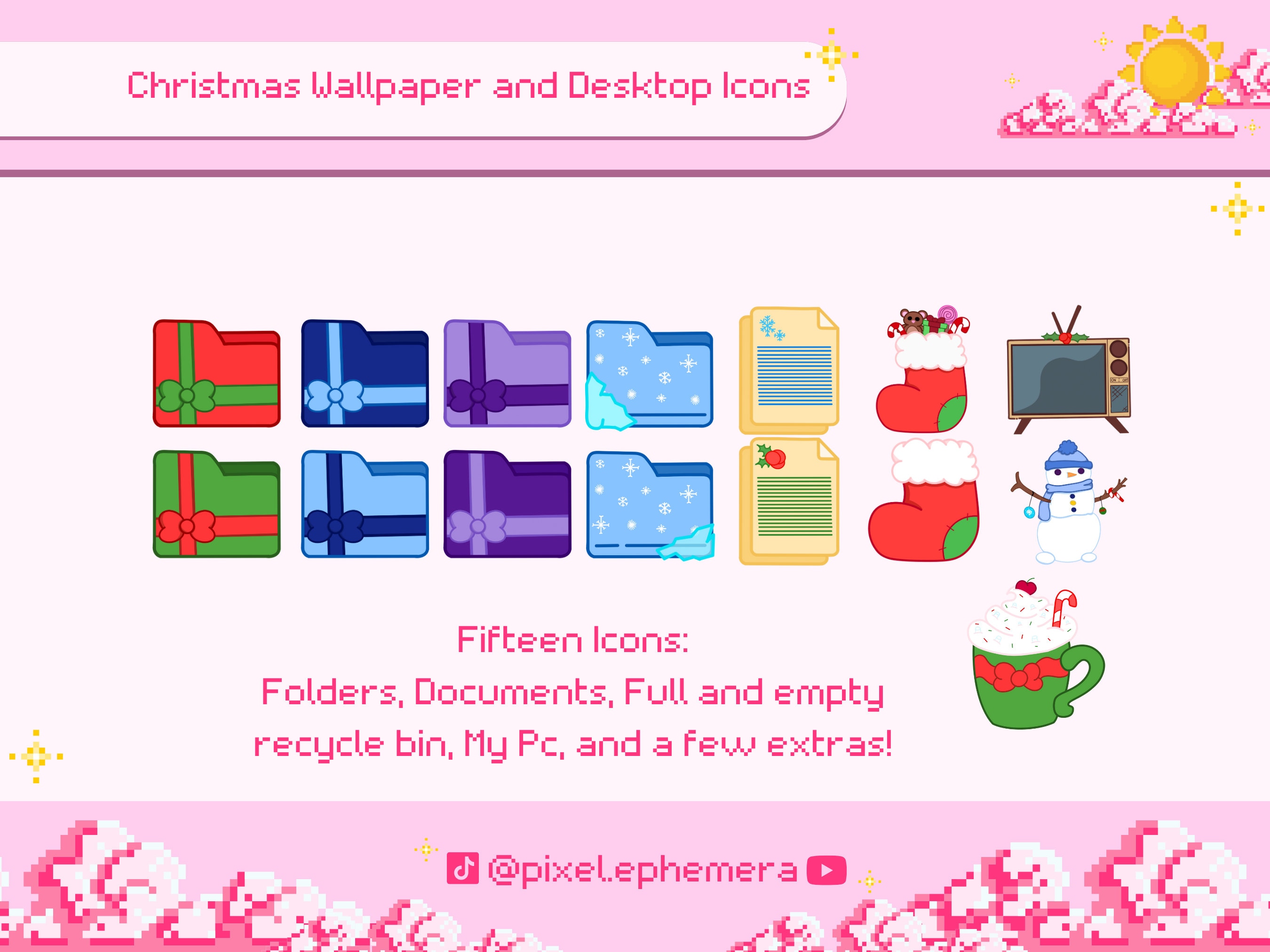Christmas Wallpaper and Desktop Icons - Festive PC Mac Icons Folders ...