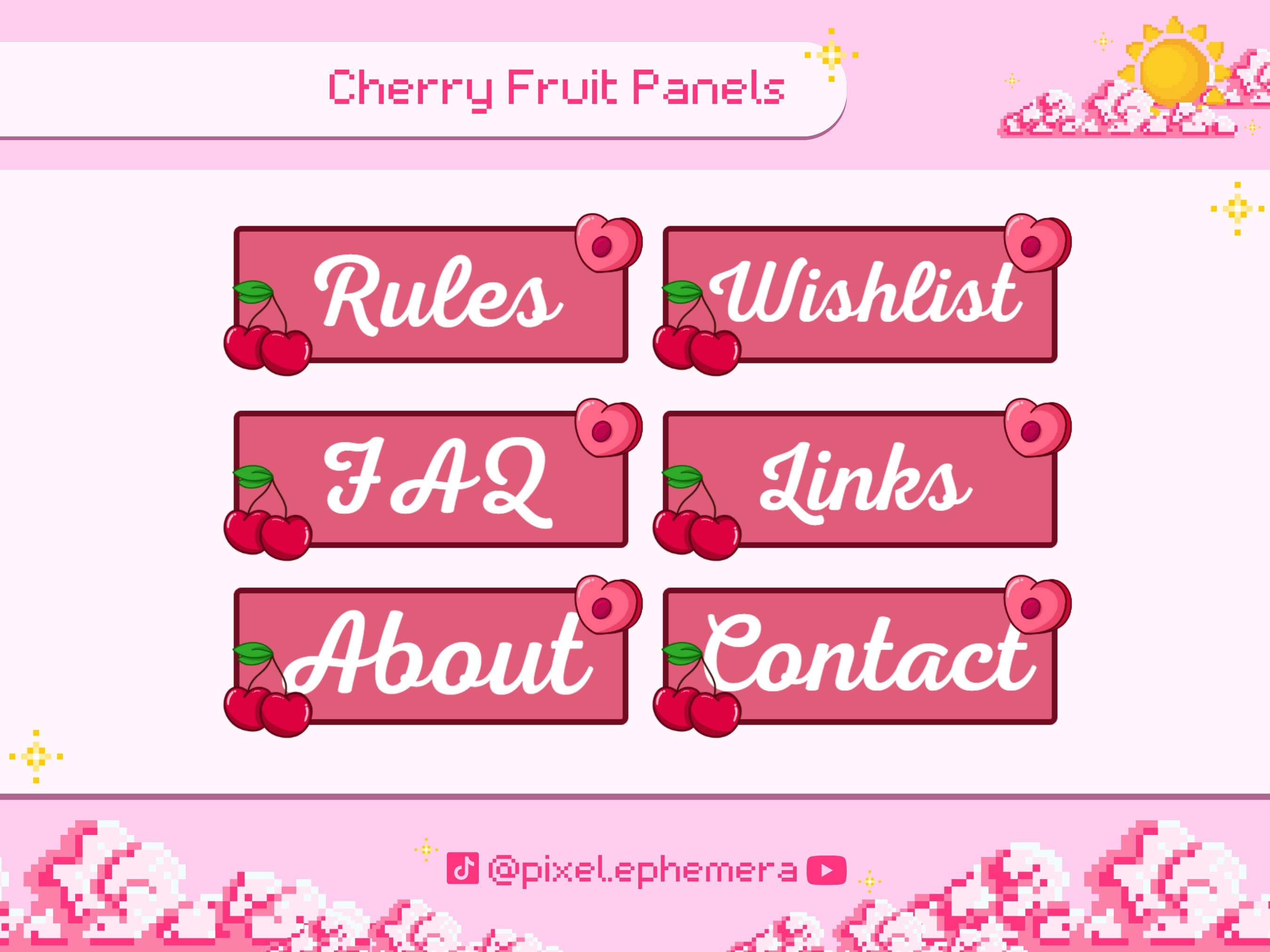 Cherry Twitch Panels - Premade Assets Cherries - P2u Twitch Panels ...