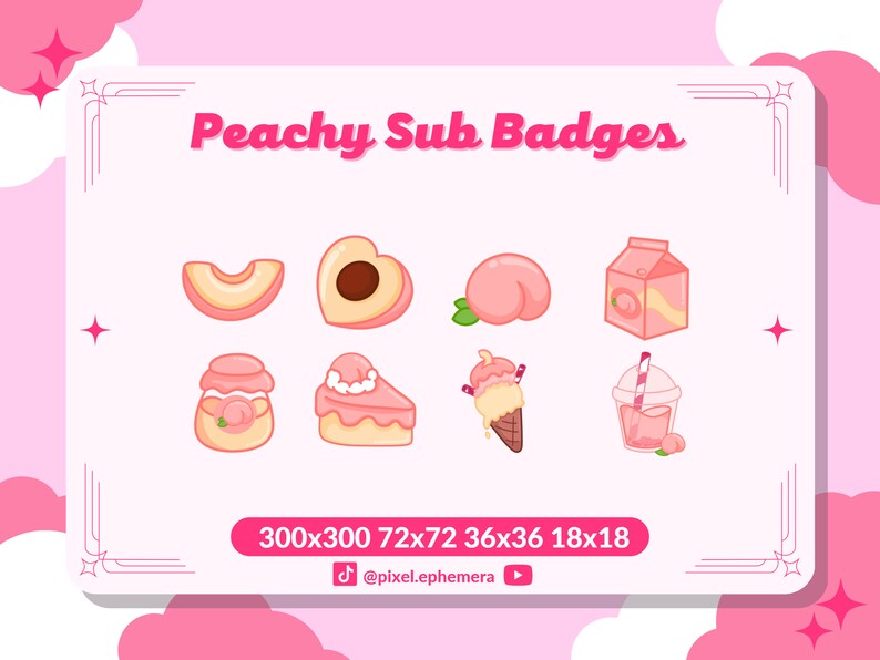 Cute Peach Sub or Bit Badges for Streaming Kawaii Food - Etsy
