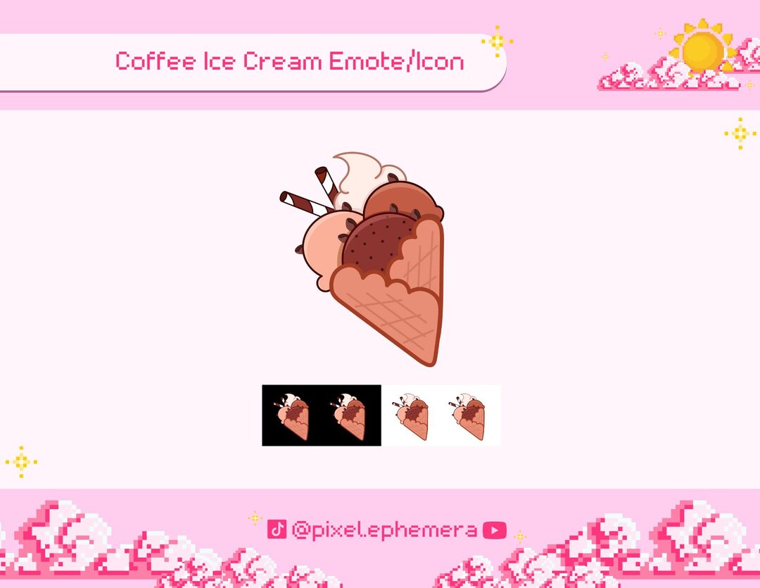 Coffee Ice Cream Channel Point Icon - Java Ice Treat Emote - Kawaii ...