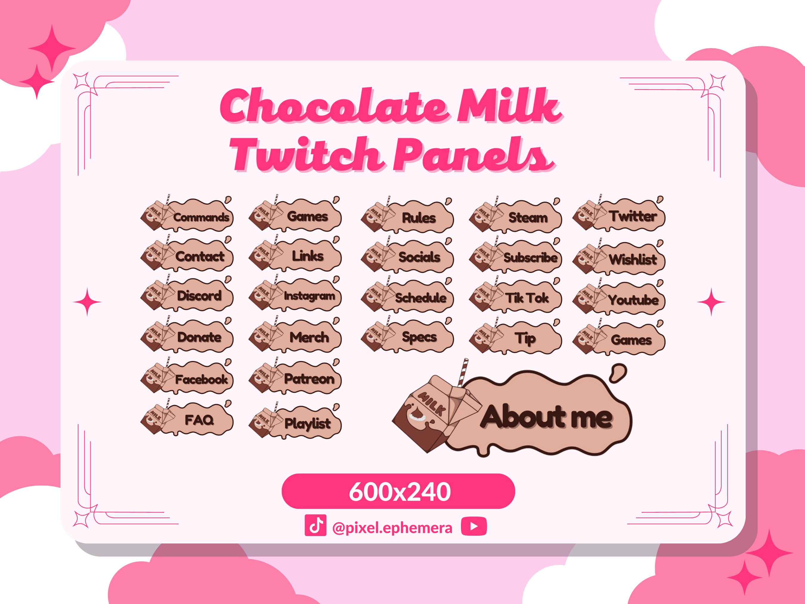 Chocolate Milk Twitch Panels Premade Streaming Assets P2u - Etsy