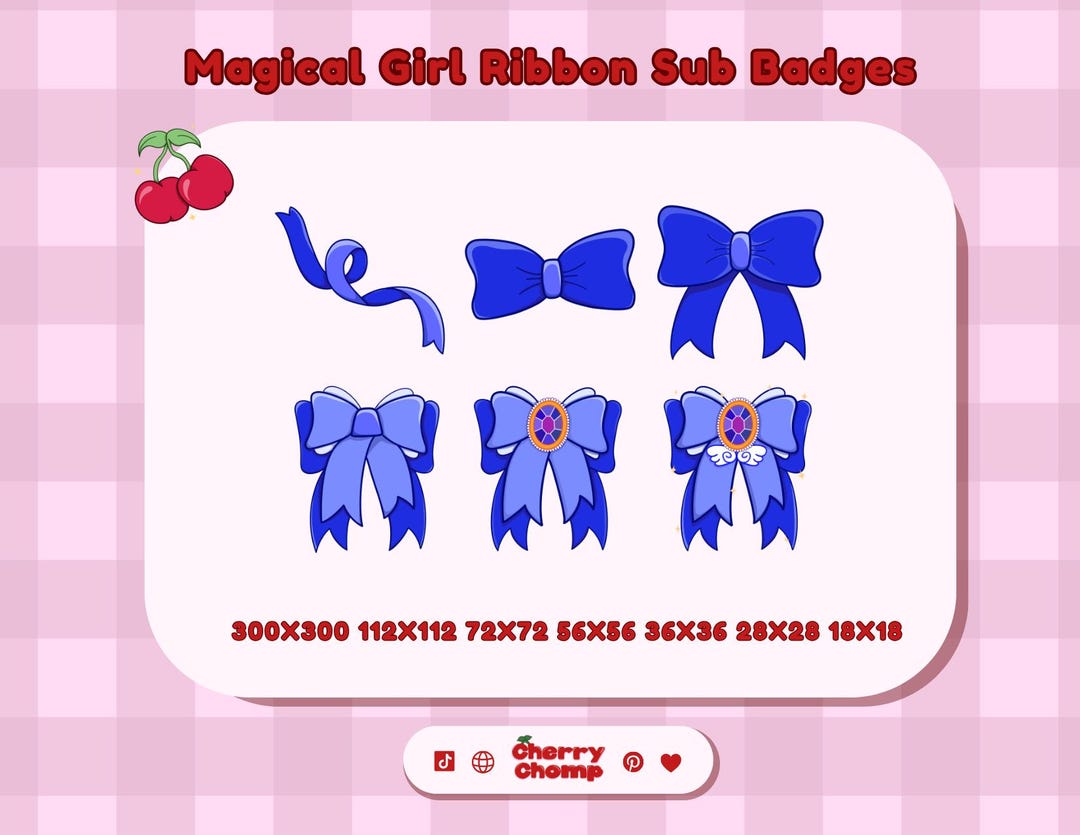 Magical Girl Blue Ribbon Sub Badges: Twitch Stream Assets (digital ...