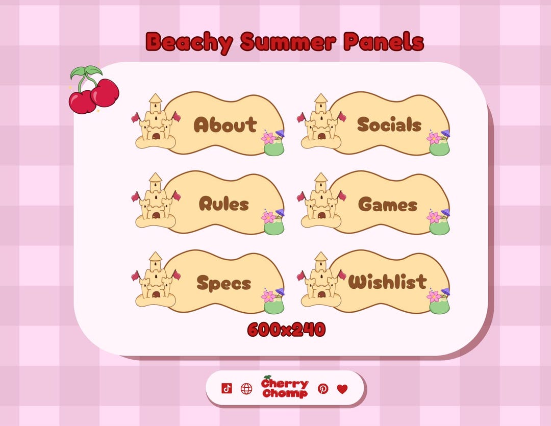 Beachy Sandcastle Twitch Panels | Summer Streamer Set (digital Download ...