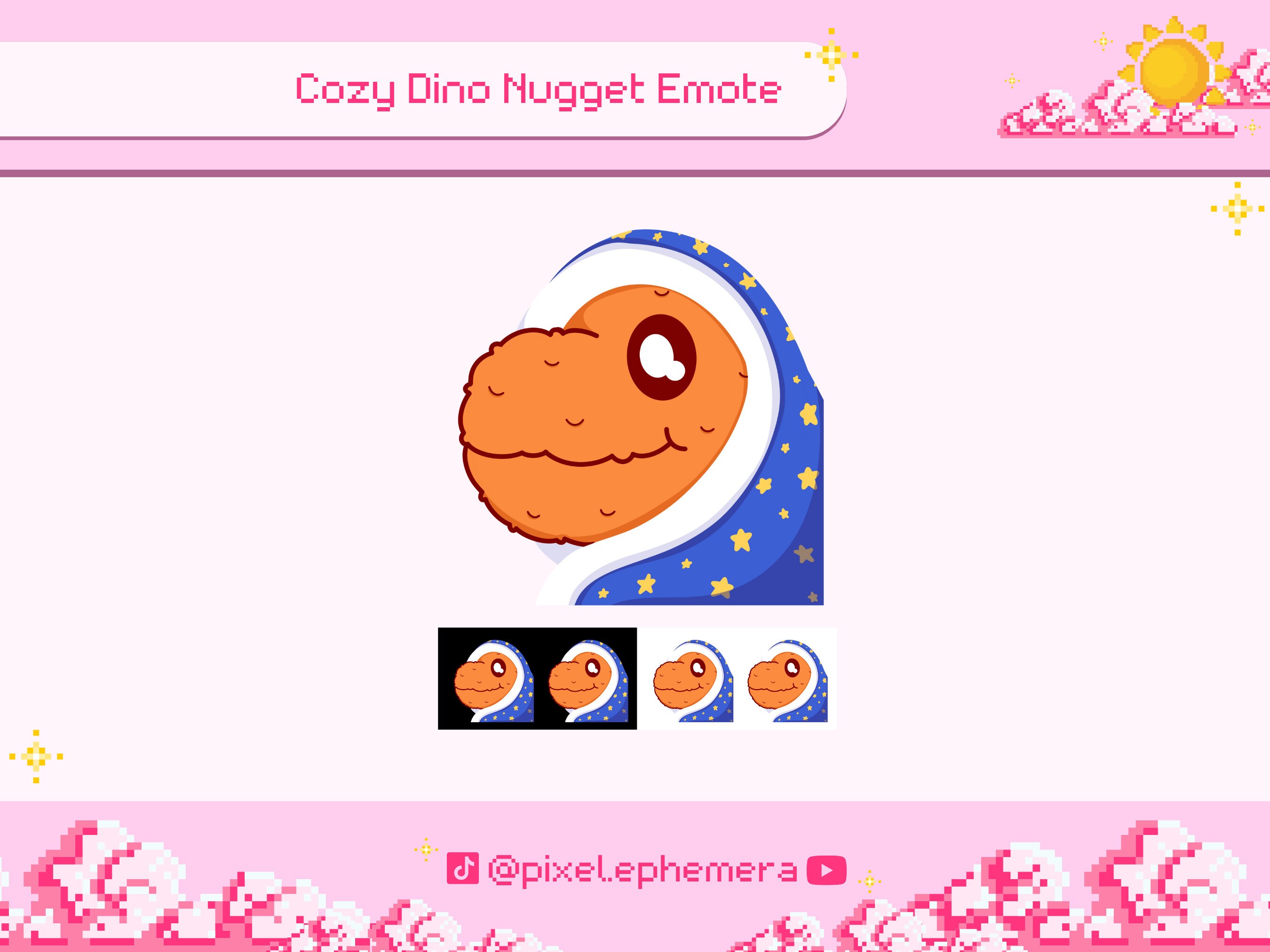 Cozy Blanket Sleepy Dino Nugget Emote for Twitch Discord Youtube Streaming - Cute Cozy Chicken ...