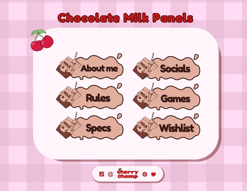 Chocolate Milk Twitch Panels - Premade Streaming Assets P2u - Kawaii ...