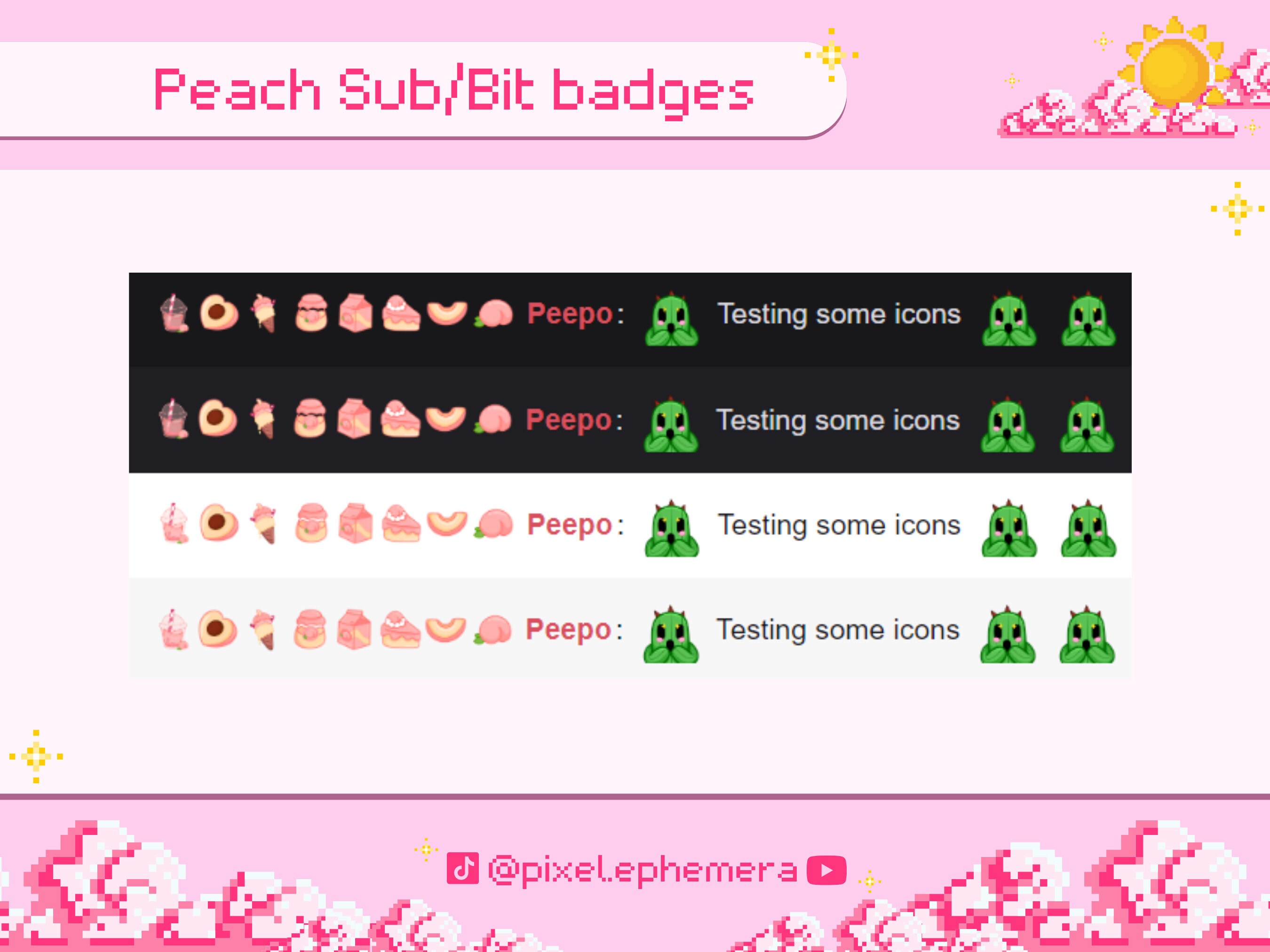 Cute Peach Sub or Bit Badges for Streaming Kawaii Food Cute Twitch ...