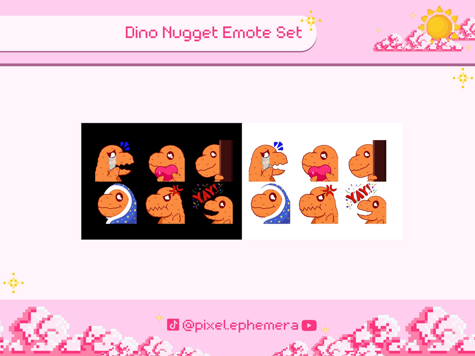 Dino Nugget Emote Set for Twitch Discord Youtube Streaming - Cute ...