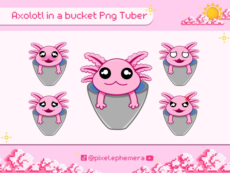 Axolotl Png-tuber Pink Water Predator Streaming V-tuber Twitch Youtube ...