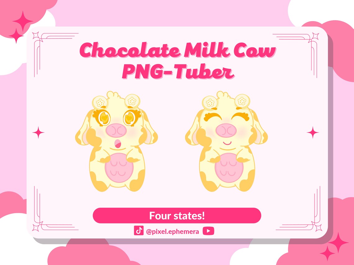 Banana Milk Cow Png-tuber Kawaii Yellow Cow Vtuber - Etsy