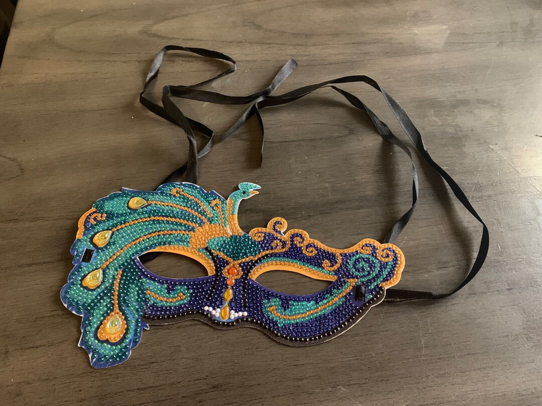 Finished Diamond Painting - Peacock Mask - Etsy