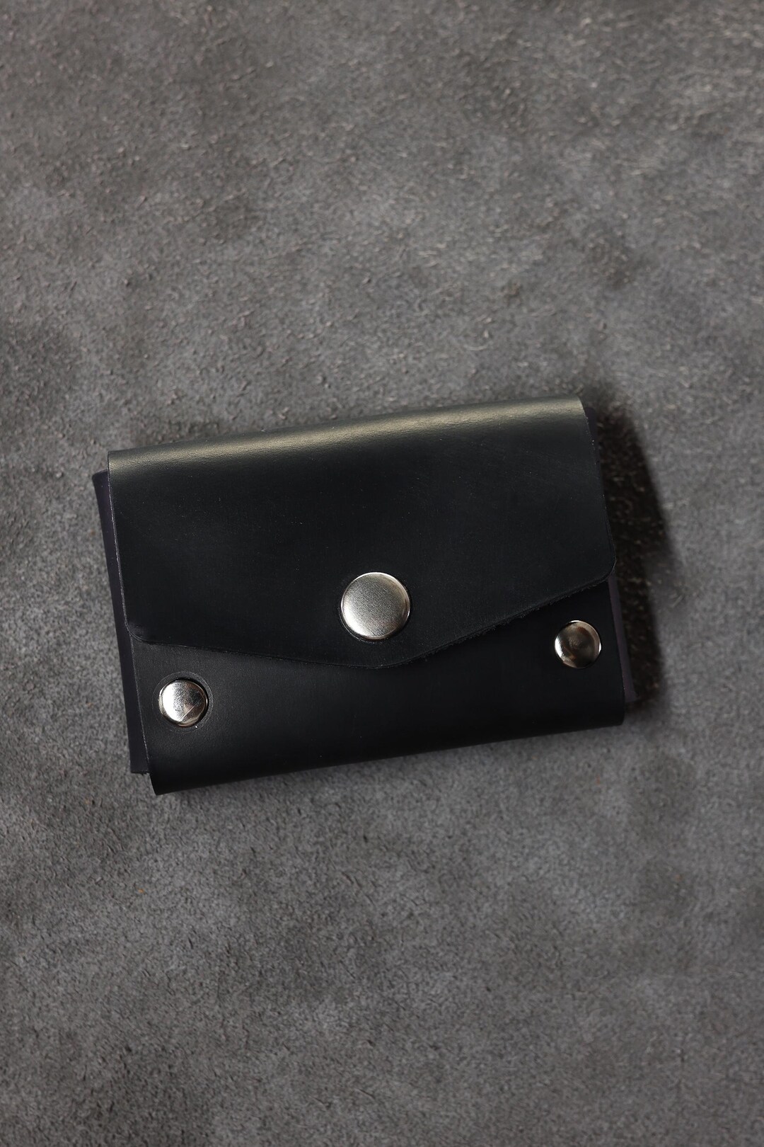 Handmade Mini Wallet, Matte Black Crazy Horse Leather, Simple Wallet - Etsy