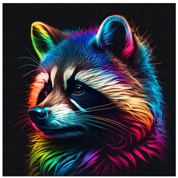 Neon Raccoon Png - Etsy