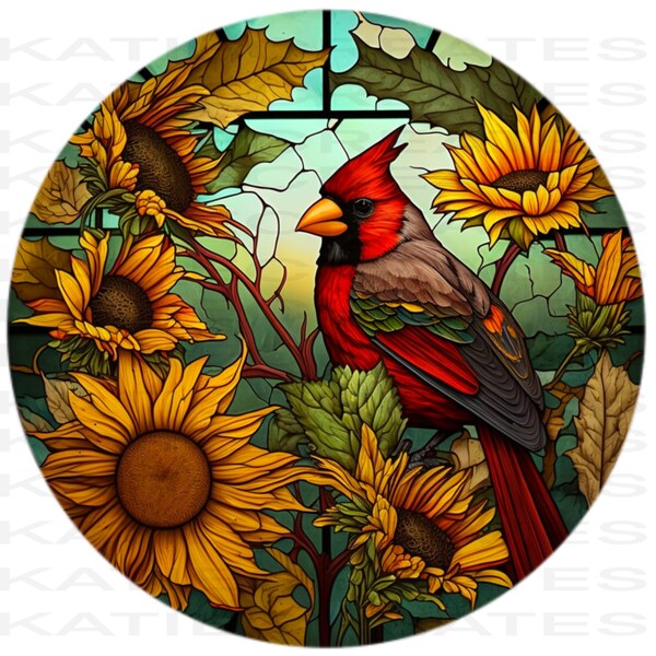 Cardinal Sunflower Stained Glass - Etsy