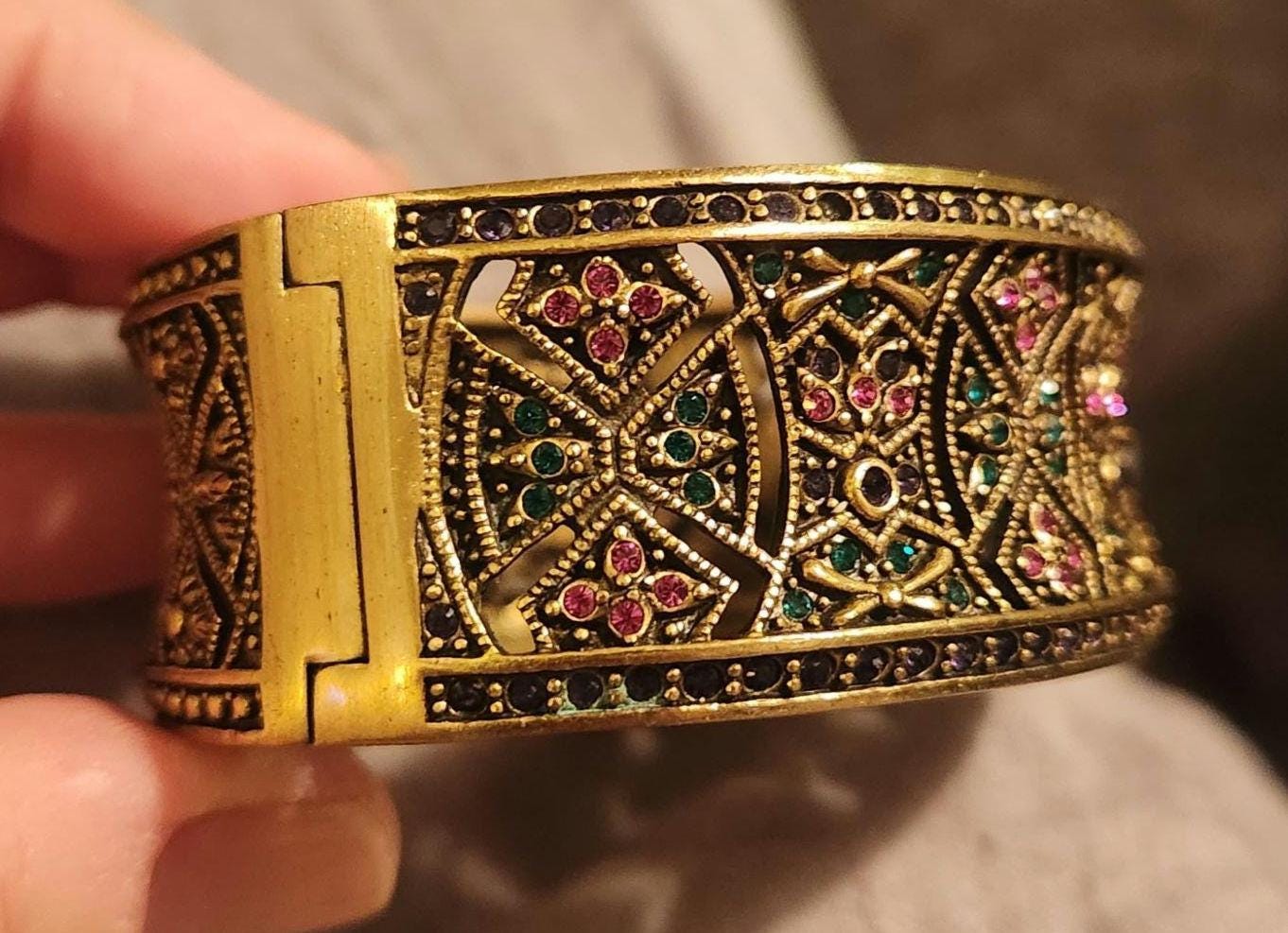 Heidi Daus Retired Bysantine Beauty Hinged Bangle Bracelet Swarovski ...