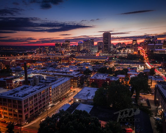 Aerial Richmond Virginia Night Skyline Digital Photography - Etsy