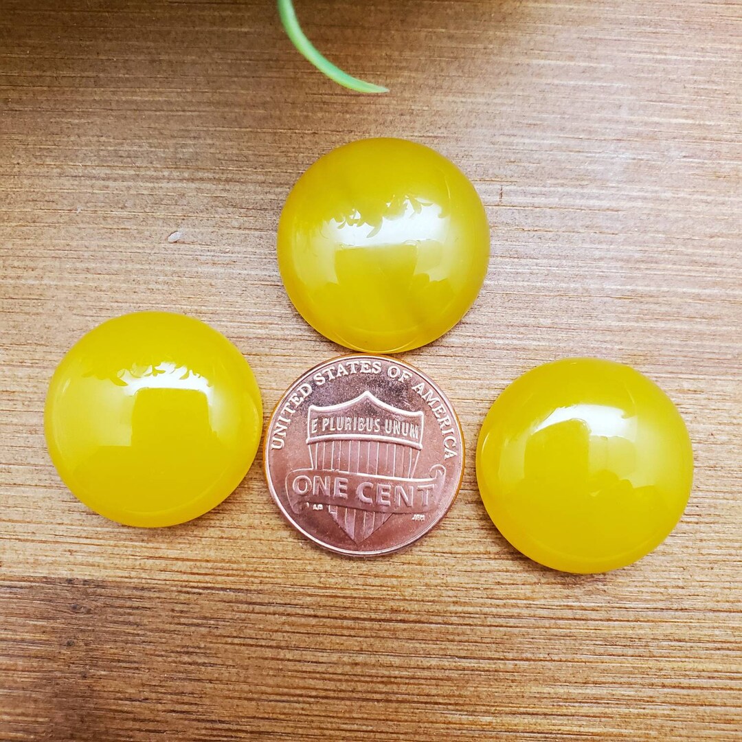CAB#103 | Yellow Agate Cabochons | 3 Pieces of 20 Mm Round Shaped ...