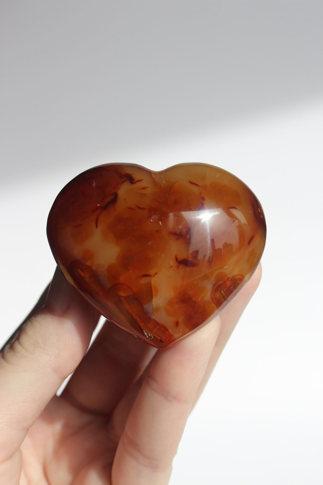Beautiful Carnelian Heart With Patterns - Etsy