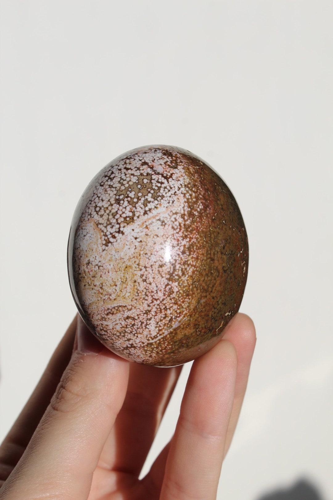 Pink Orbicular Ocean Jasper Palm Stone - Etsy