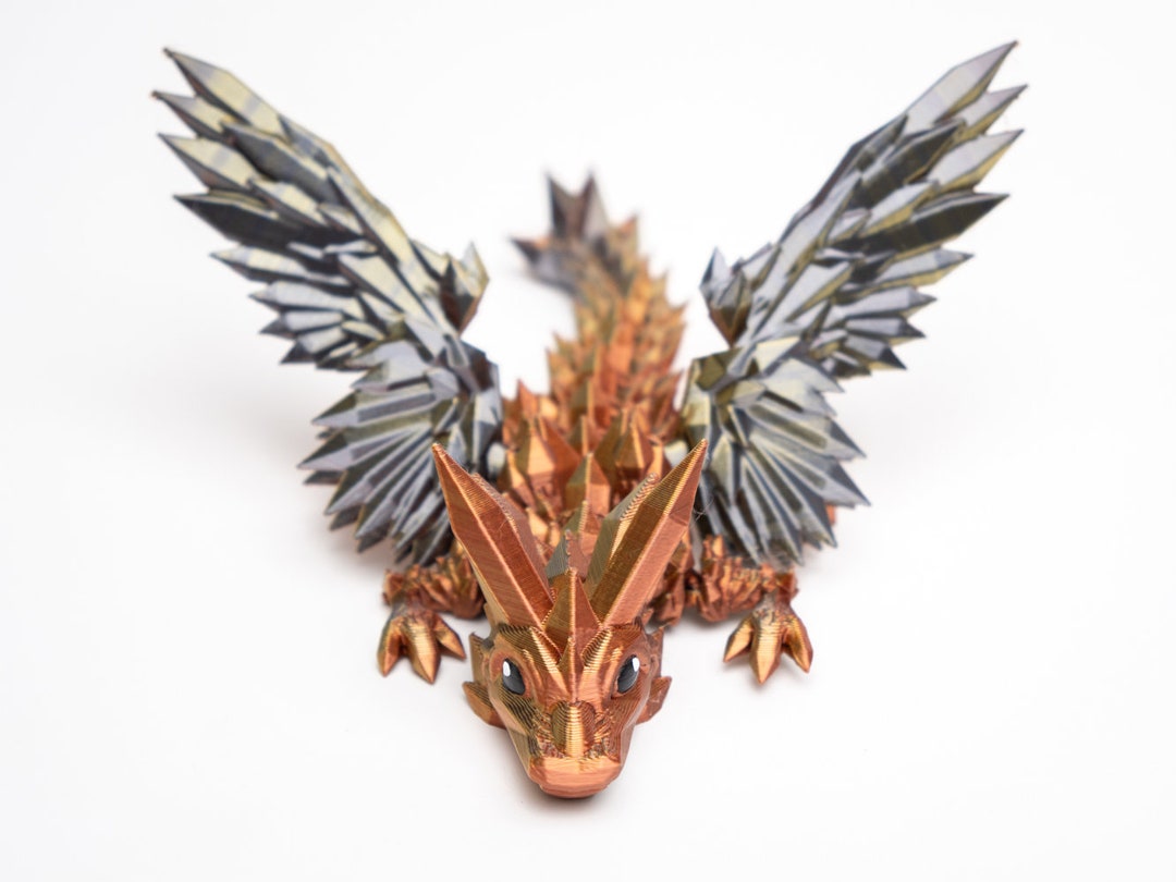 3D Printed Baby Crystal Wing Articulated Dragon - Sensory Fidget Toy ...