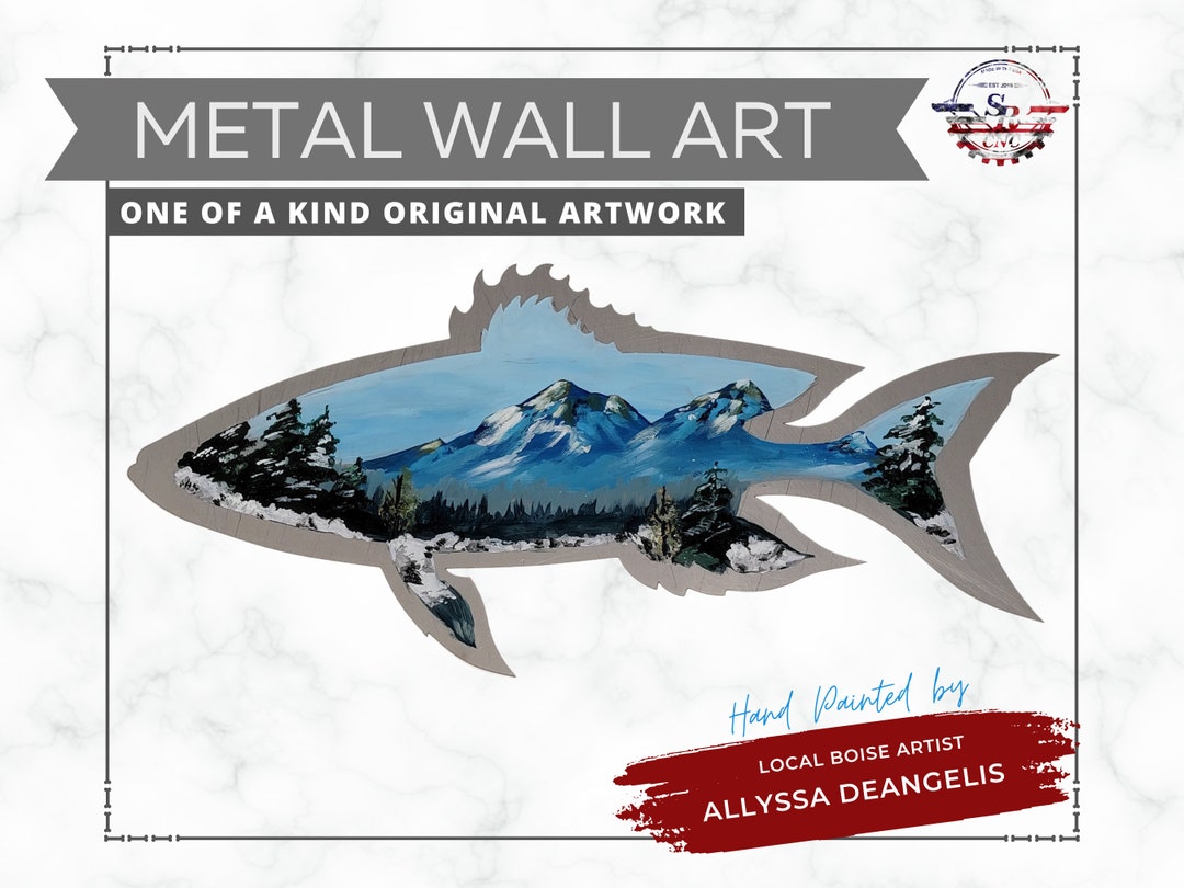 Redfish Red Snapper Metal Silhouette Mountains Trees Nature Woods ...