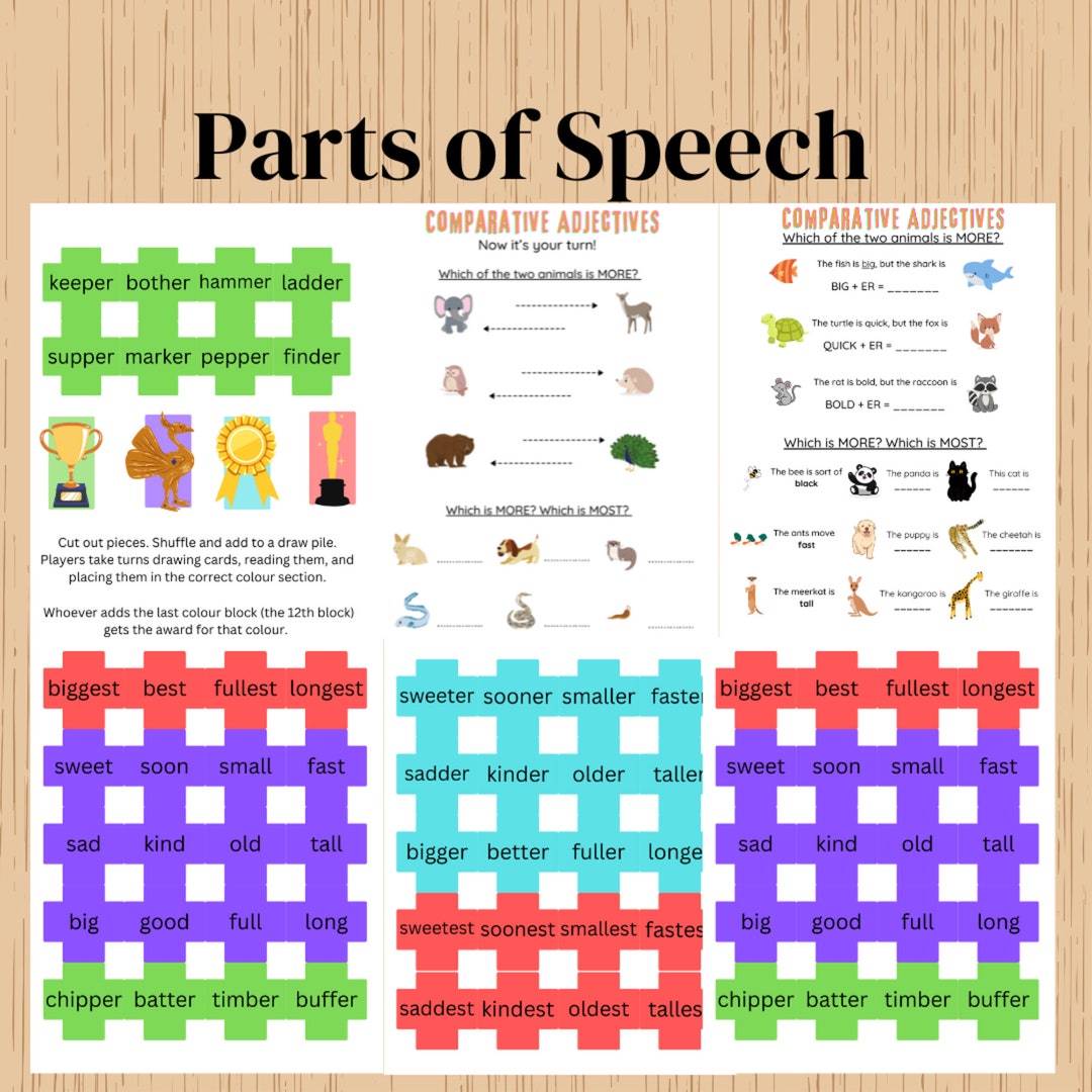 Sentence Builder Printables Set Learn Parts of Speech - Etsy