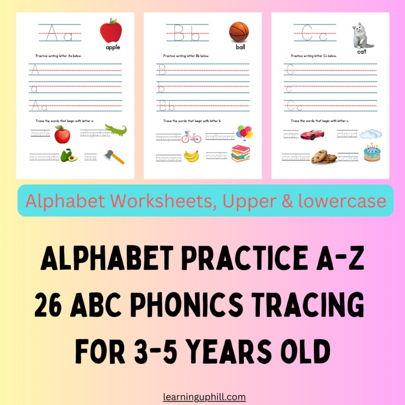 26 Printable Trace the Alphabet Worksheets. Preschool Phonics - Etsy