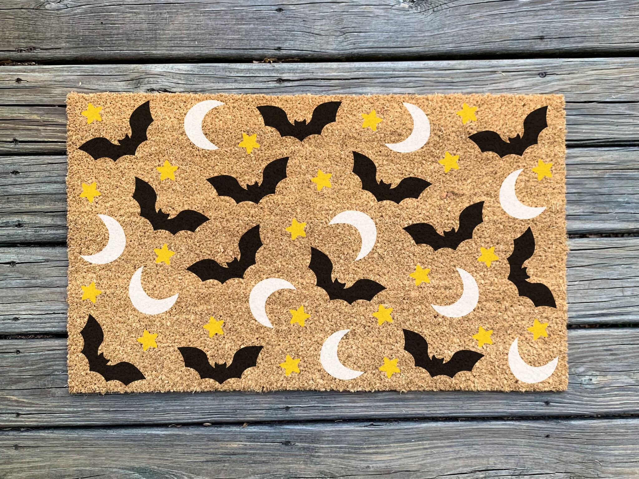 Bats Moons Stars Halloween Doormat // Cute Halloween Decor // Fall ...