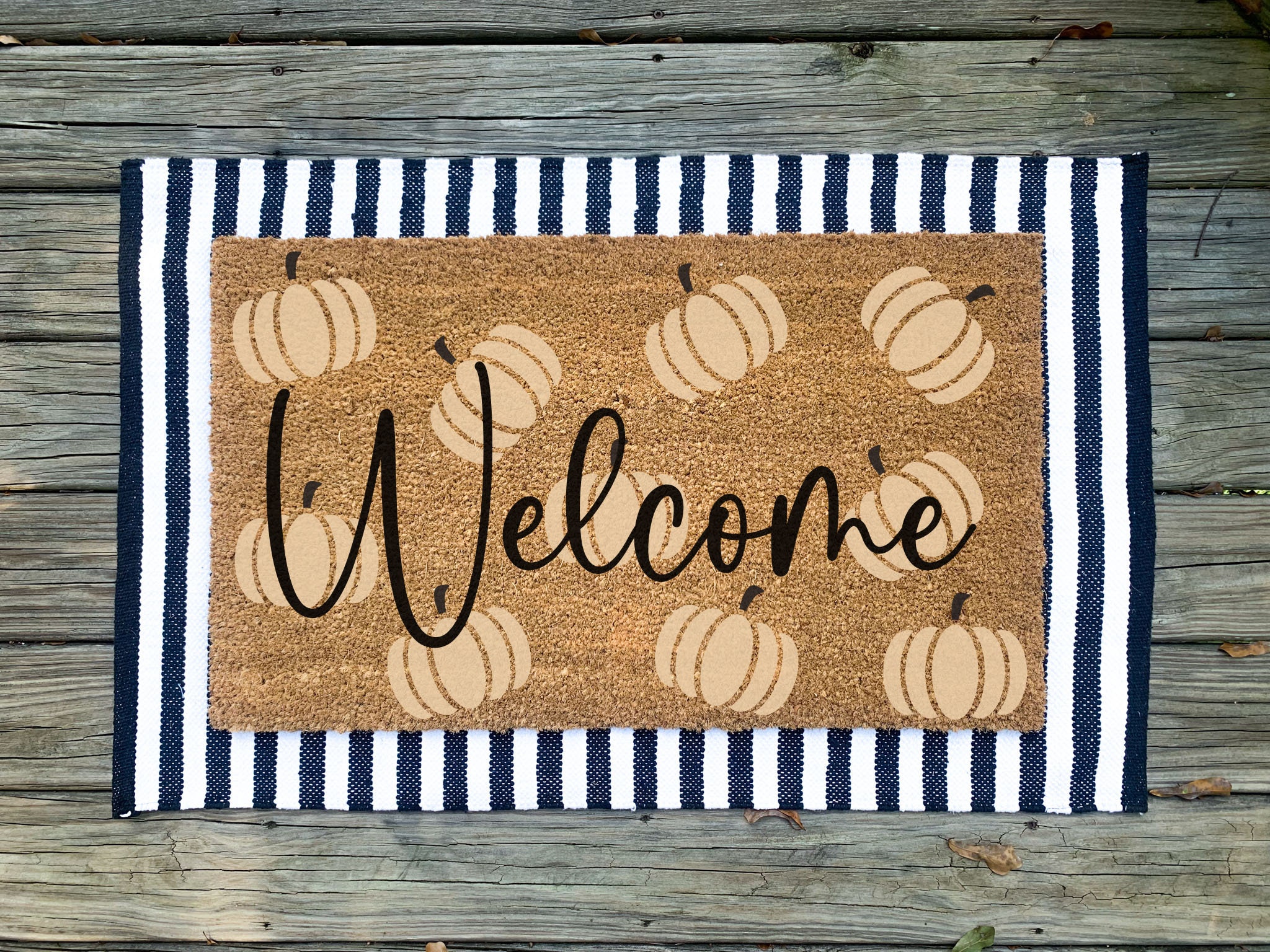 Welcome Neutral Pumpkins Doormat // Cute Welcome Mat // Fall - Etsy