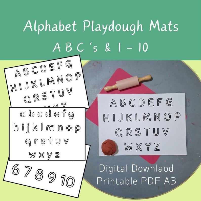 Alphabet Playdough Mat & 1 - 10 - Etsy