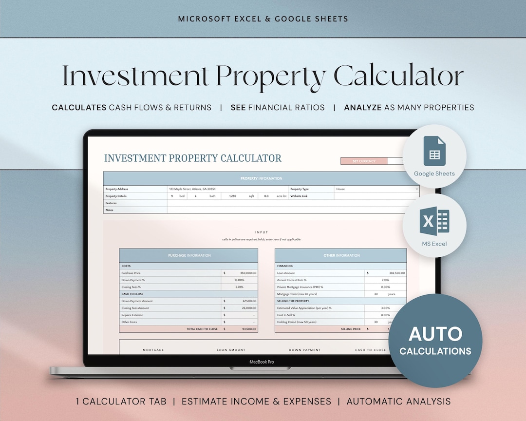 Rental Property Calculator Spreadsheet Investment Property Analysis ...