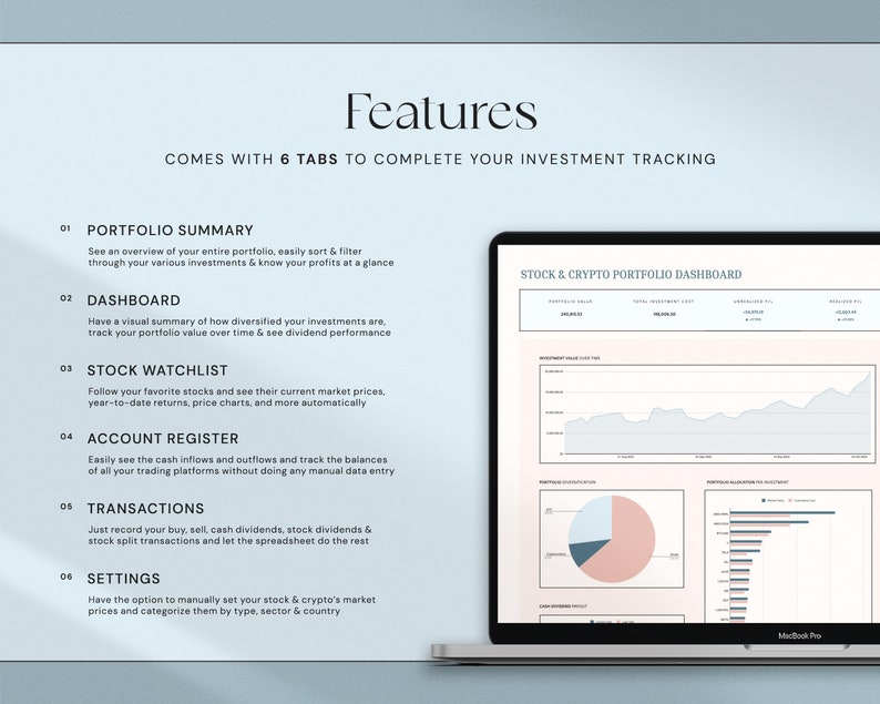 Investment Tracker Stock Portfolio Spreadsheet Google Sheets - Etsy