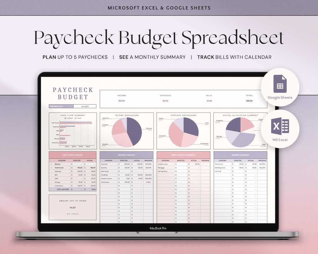 Excel Paycheck Budget Spreadsheet Google Sheets Budget Template ...