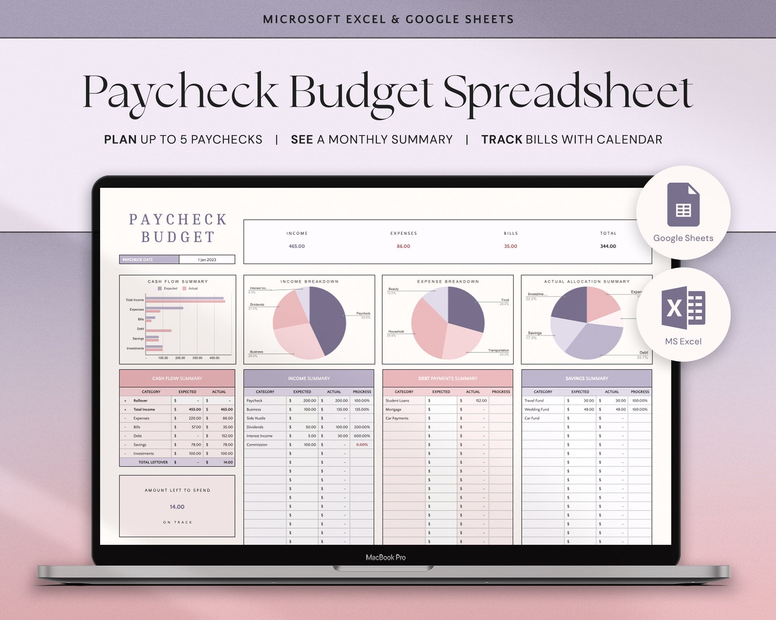 Excel Paycheck Budget Spreadsheet Google Sheets Budget Template ...