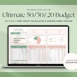 50/30/20 Monthly Budget Spreadsheet Excel Budget Planner Google Sheets ...