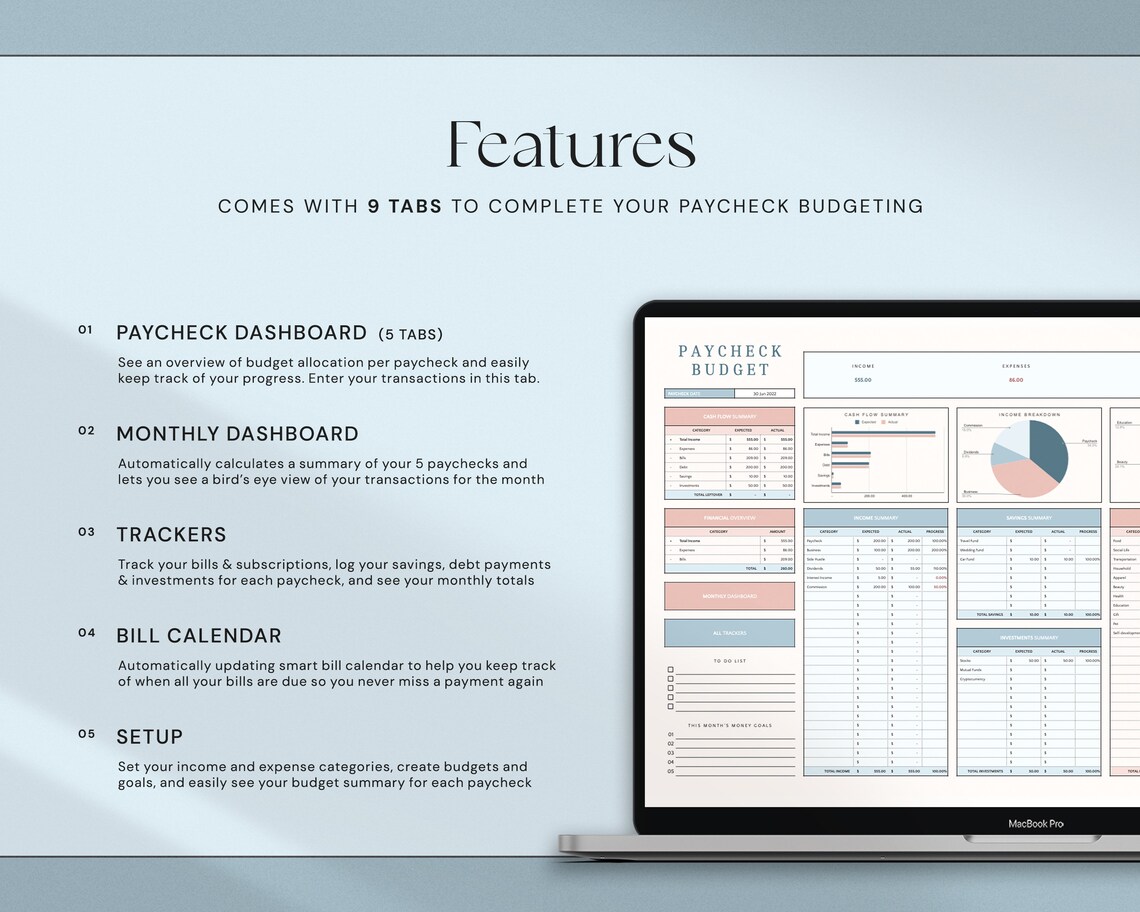 Paycheck Budget Spreadsheet Google Sheets Budget Template - Etsy