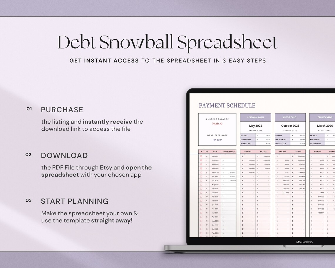 Debt Tracker Excel Debt Snowball Calculator Google Sheets - Etsy