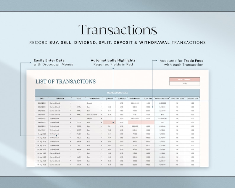 Investment Tracker Stock Portfolio Spreadsheet Google Sheets Trading ...