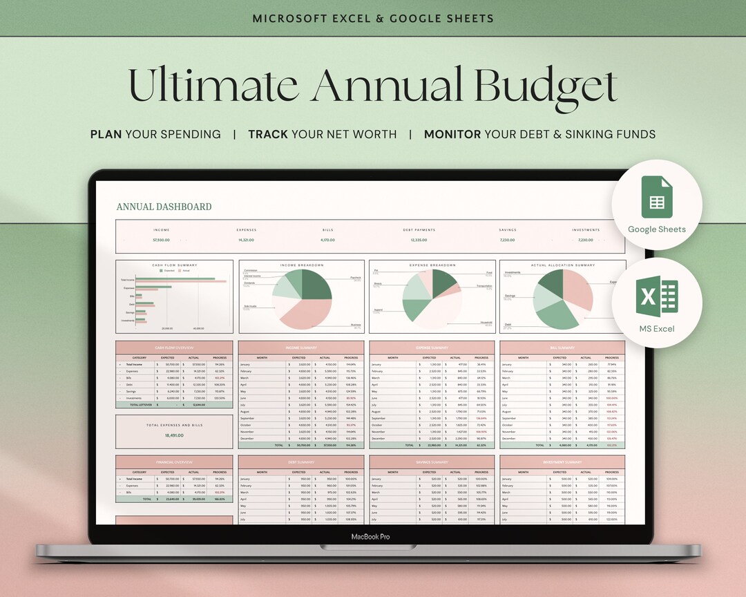 Annual Budget Excel Spreadsheet Google Sheets Monthly Budget Template ...