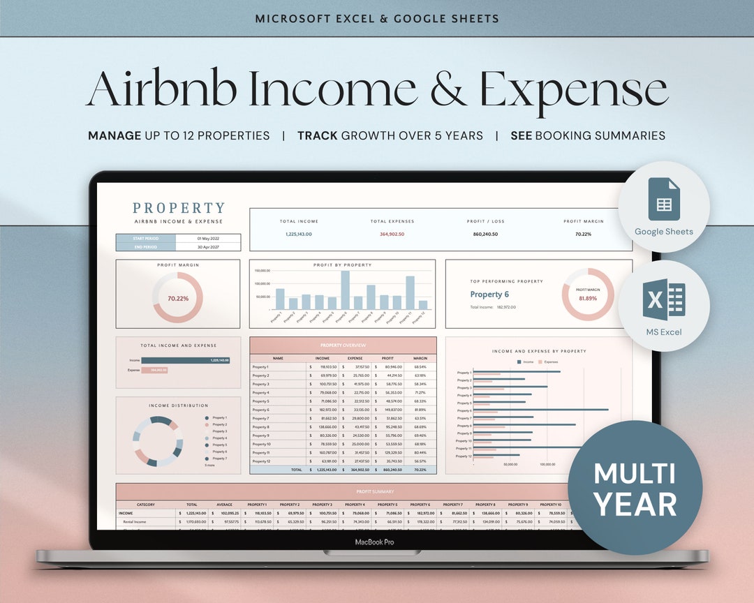 Airbnb Template Income and Expense Spreadsheet Airbnb Host Template ...