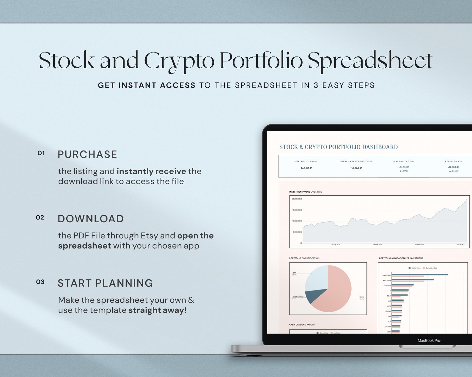 Investment Tracker Stock Portfolio Spreadsheet Google Sheets - Etsy