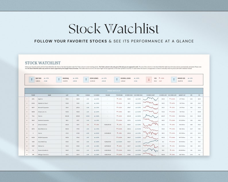 Investment Tracker Stock Portfolio Spreadsheet Google Sheets - Etsy