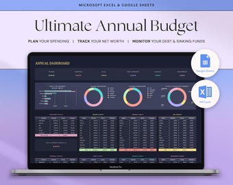 Monthly Budget Spreadsheet, Annual Budget Spreadsheet, Google Sheets ...
