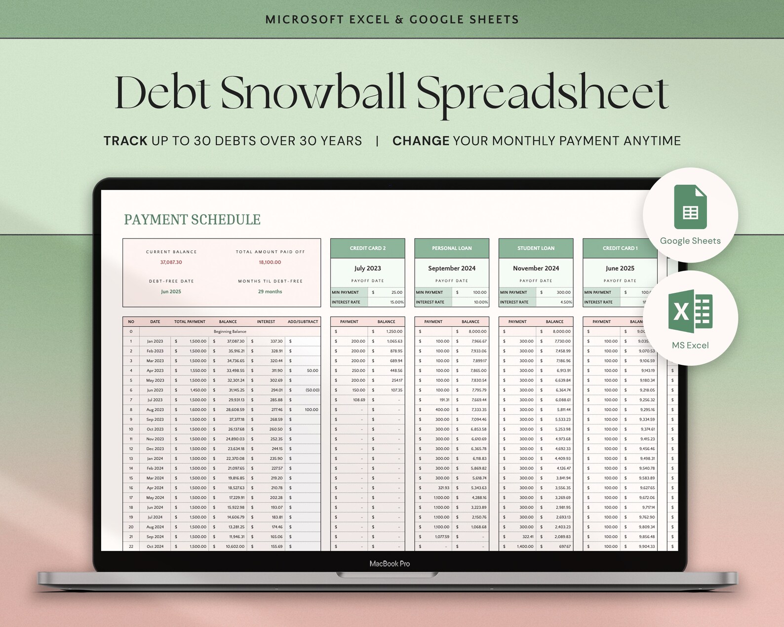 Debt Snowball Excel Spreadsheet Google Sheets Debt Payoff Tracker Excel ...