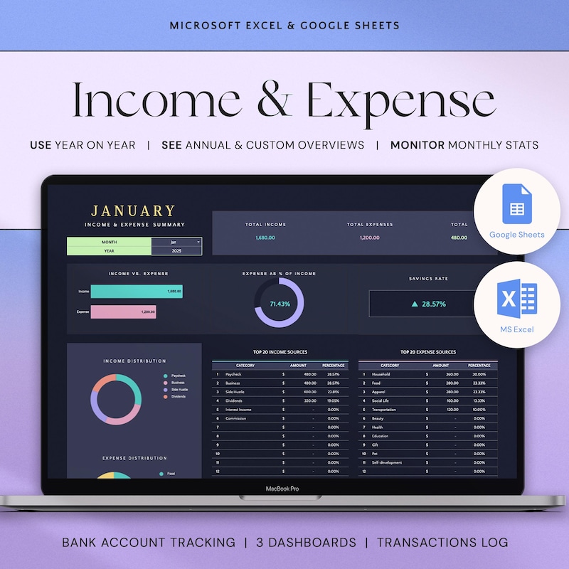 Income and Expense Tracker - Etsy