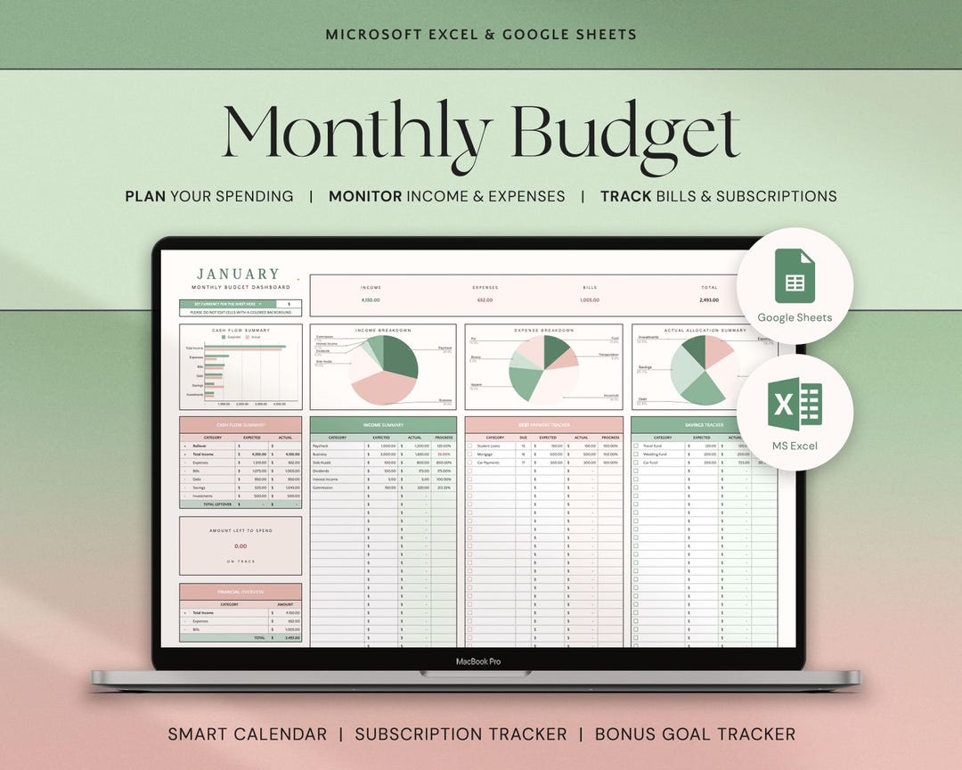Excel Monthly Budget Template Google Sheets Budget Planner Template ...