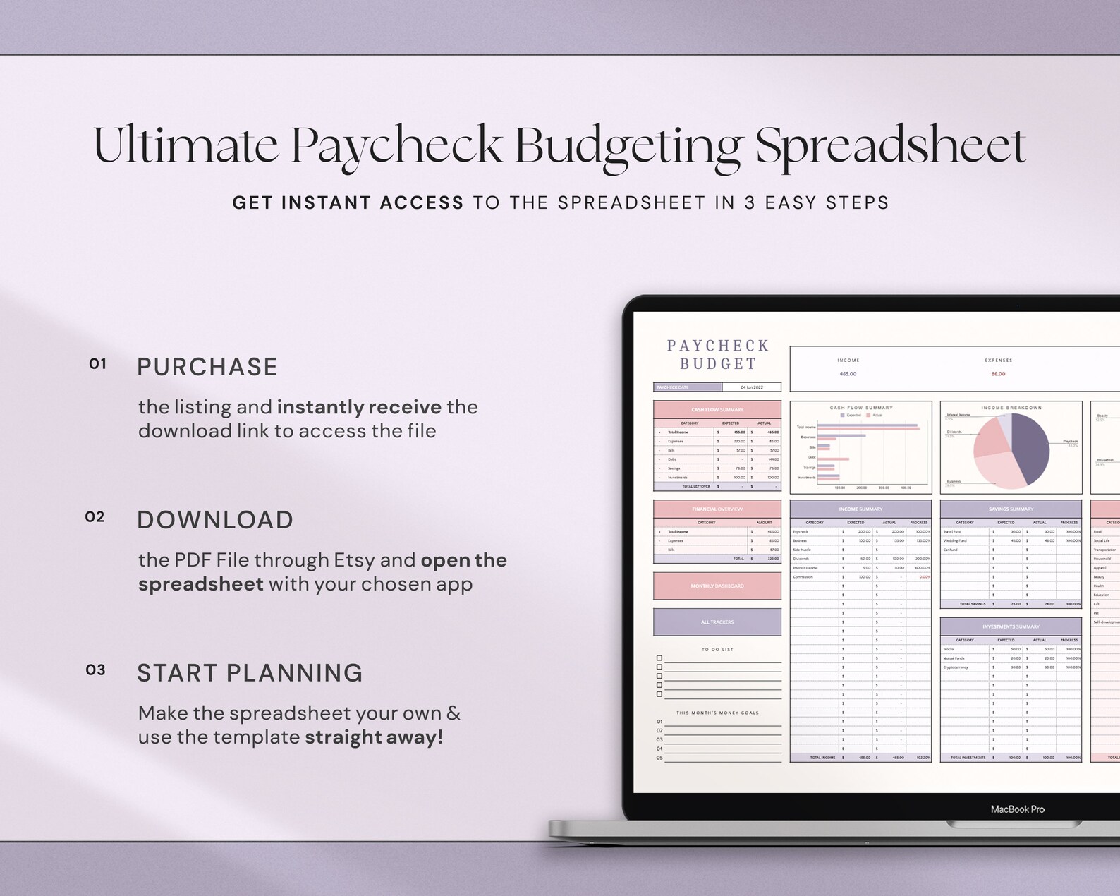 Excel Paycheck Budget Spreadsheet Google Sheets Budget - Etsy